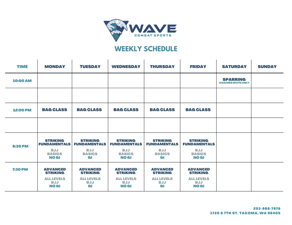 Schedule - Wave Combat Sports