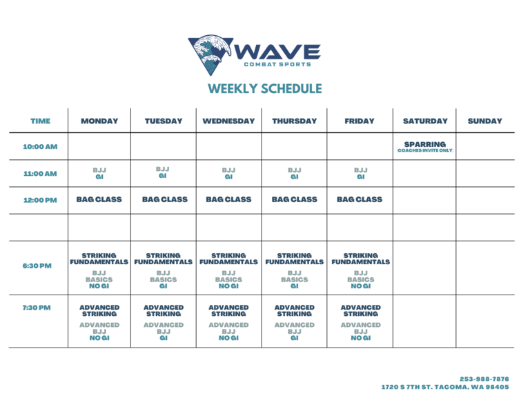 Schedule - Wave Combat Sports